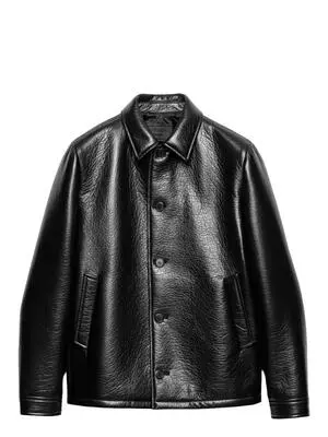 Prada Nappa Leather Caban Jacket - Black