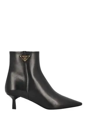 PRADA Leather Pointed Toe Ankle Boots