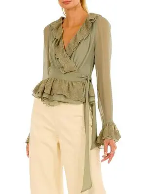 SECRET PON-PON Poet Blouse - Laurel Green