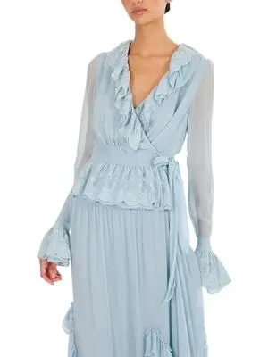 SECRET PON-PON Poet Blouse - Powder Blue