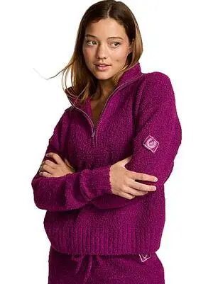 Pink Cozy Bouclé Half-Zip Pullover Pink
