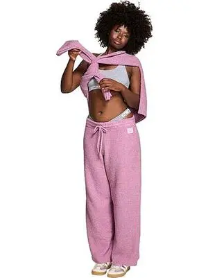 Pink Cozy Bouclé Wide Leg Pants Purple