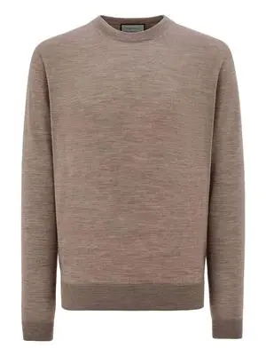 Canali Extra-fine Merino Wool Crew Neck Sweater - Brown