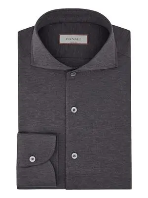 Canali Regular-fit Shirt In Cotton Jersey - Grey