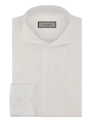 Canali Regular-fit Shirt In Cotton Jersey - White