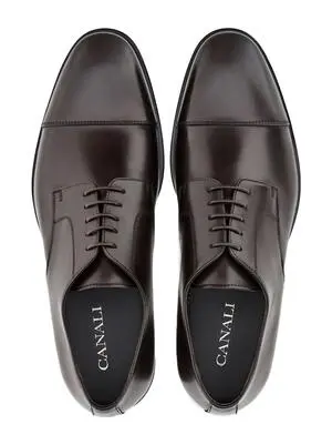Canali Calfskin Derby With Toe Cap - Brown