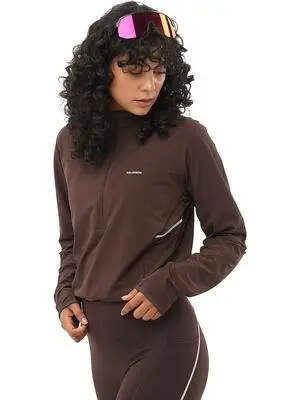 SALOMON Sense Aero Hybrid Cropped Pullover - Coffee Bean