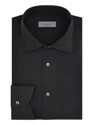 Canali Regular Fit Shirt In Silk - Black