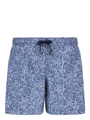 Canali Printed Fabric Effect Boxer Shorts - Blue