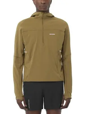 SALOMON Sense Aero Hybrid Half-zip Hoodie - Brilliant Olive
