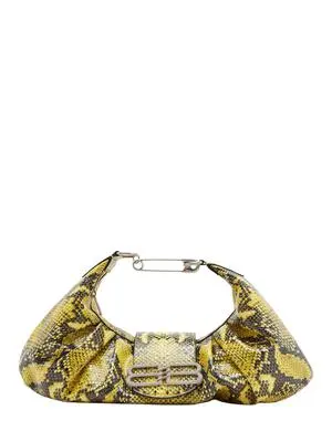 Balenciaga Python Embossed Shoulder Bag - Yellow