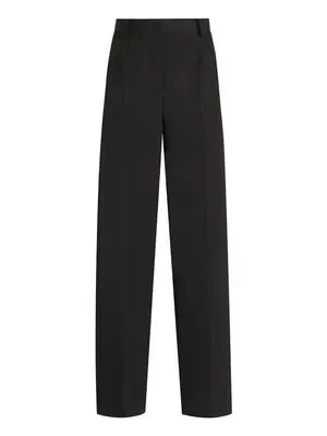 Dolce & Gabbana Wool Gabardine Wide Leg Trousers - Black