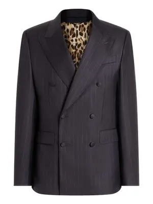 Dolce & Gabbana Double-breasted Pinstriped Wool Jacket - Multicolor