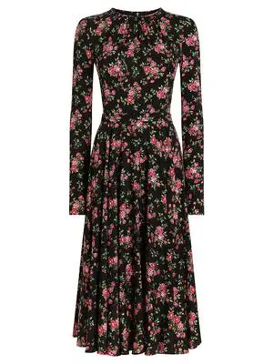 Dolce & Gabbana Rose Bouquets-print Charmeuse Dress - Multicolor