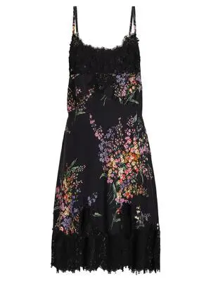 DOLCE & GABBANA Flower Bouquets-Print Habotai Slip Dress