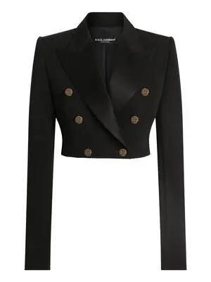Dolce & Gabbana Double-breasted Wool Gabardine Jacket - Black