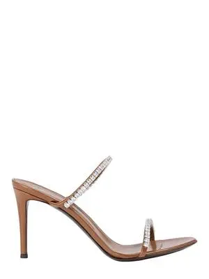 GIUSEPPE ZANOTTI 85 Crystal-embellished Mules - Brown