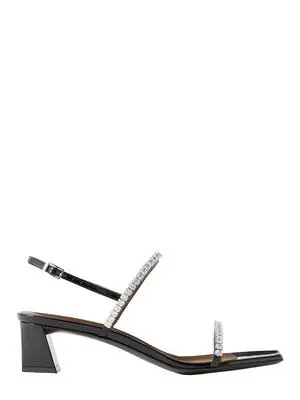 GIUSEPPE ZANOTTI Valentine Crystal 45 Embellished Leather Slingback Sandals - Black