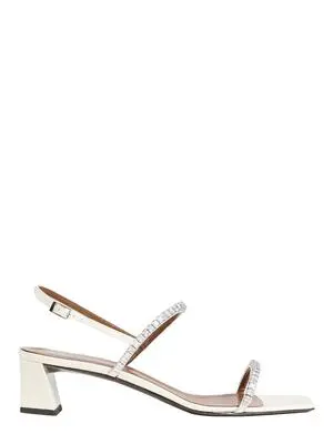 GIUSEPPE ZANOTTI Valentine Crystal 45 Embellished Leather Slingback Sandals - Off-white