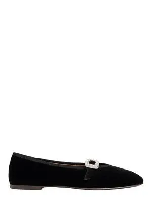 GIUSEPPE ZANOTTI Georgia Buckle Velvet Mary Jane Flats - Black