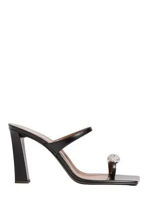 GIUSEPPE ZANOTTI Icon Ring 90 Crystal-embellished Leather Mules - Black