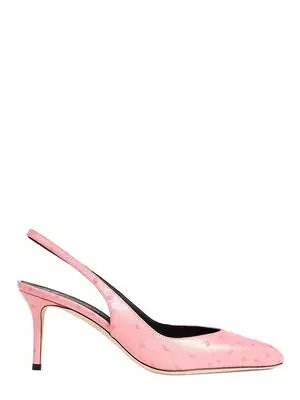 GIUSEPPE ZANOTTI Rachyl 70 Ostrich-effect Leather Slingback Pumps - Baby Pink