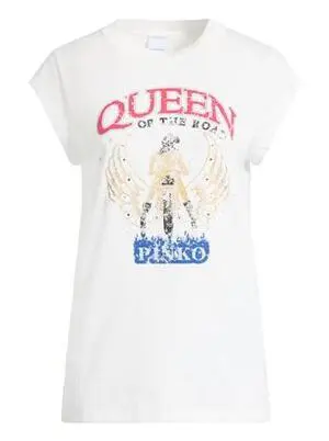 PINKO PINKO Printed Denim T-Shirt With Metallic Trim