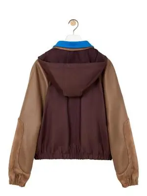Loewe Bomber Jacket In Nylon, Nappa Lambskin And Suede Leather - Brown