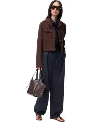Loewe Cotton And Silk Gabardine Trousers - Dark Navy