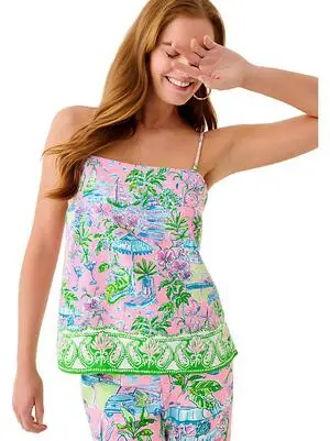 LILLY PULITZER Caroline Sleeveless Top - Conch Shell Pink Sunny Dee Engineered Woven Top