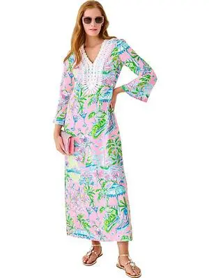 Lilly Pulitzer® Ocleppo V-neck Maxi Caftan - Conch Shell Pink Oversized Sunny Dee
