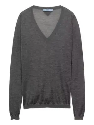 Prada Long-sleeve V-neck Sweater - Grey