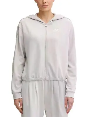 Emporio Armani Zip-up Embellished Hoodie - Grey
