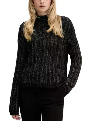 Hugo Textured Knit Turtleneck Sweater - Black