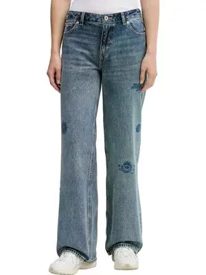 Hugo Floral-embroidered Jeans - Blue