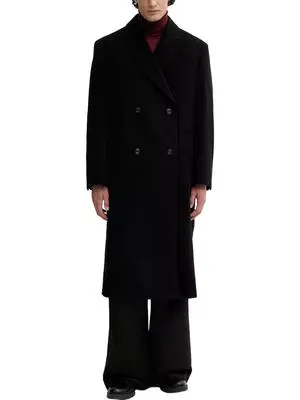 Hugo Button-cuff Double-breasted Coat - Black