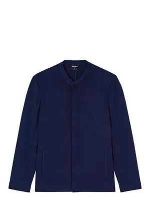 Giorgio Armani Cashmere Double Jersey Shirt Jacket - Navy_blue