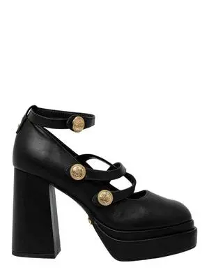 BUFFALO 110mm May Mary Platform Strap Pumps - Black