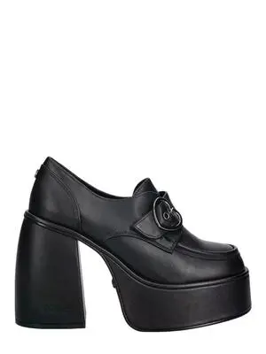 BUFFALO 125mm Heart Buckle Platform Pumps - Black