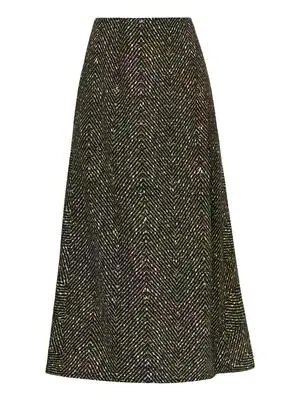 Oscar De La Renta Wool Midi Skirt - Black