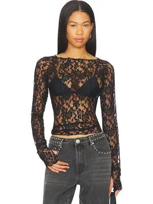ONETEASPOON Wednesday Lace Long Sleeve Top - Black