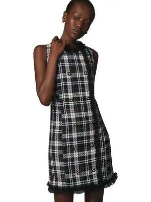 Walter Baker Sleeveless Plaid Mini Dress - Black Plaid