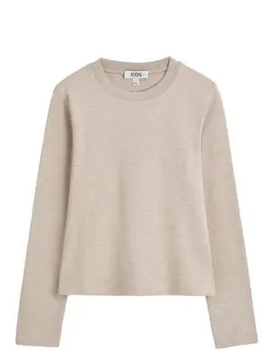 Cos Clean Cut Long-sleeved T-shirt - Beige