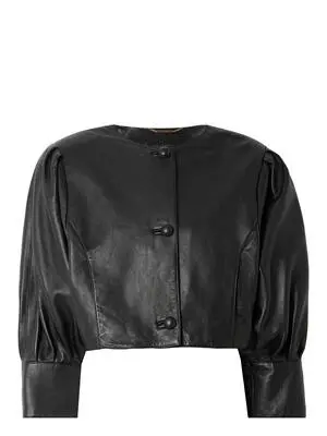 Chloé Cropped Leather Jacket - Black