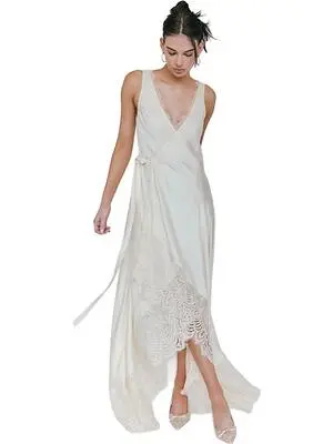 NIGEL PRESTON Soho Wrap Midi Dress Ivory