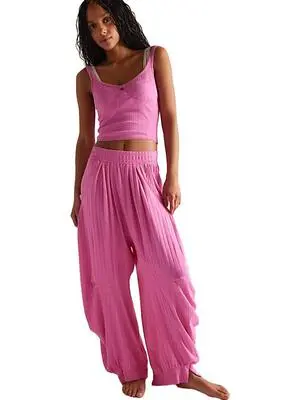 Free People End Game Pointelle Lounge Pants - Neon Rose