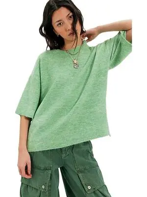 Free People Margot Softspun Sweater Tee Green Gleam