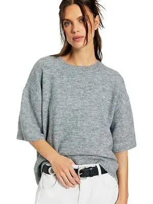 Free People Margot Softspun Sweater Tee - Grey Heather