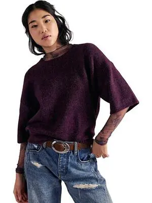 Free People Margot Softspun Sweater Tee Winter Bloom Melange