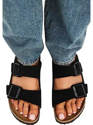 BIRKENSTOCK Arizona Soft Footbed Sandals - Black Suede